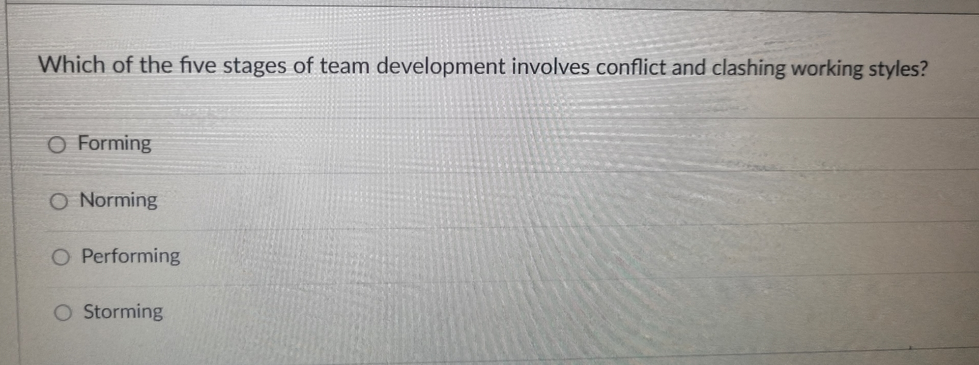 Solved Which of the five stages of team development involves | Chegg.com