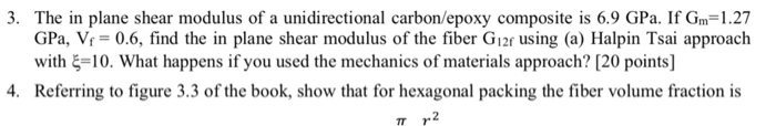 3. The in plane shear modulus of a unidirectional | Chegg.com