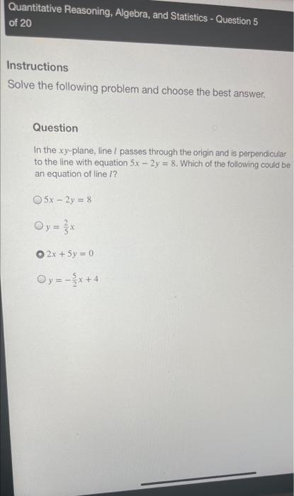 Solved Quantitative Reasoning, Algebra, and Statistics - | Chegg.com