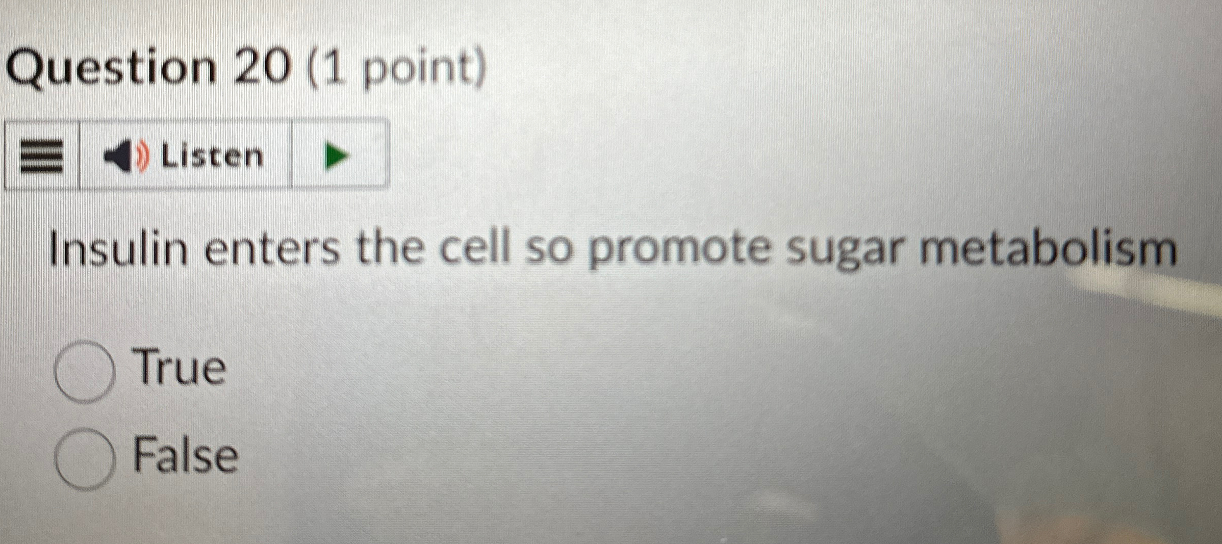 Solved Question 20 (1 ﻿point)Insulin enters the cell so | Chegg.com