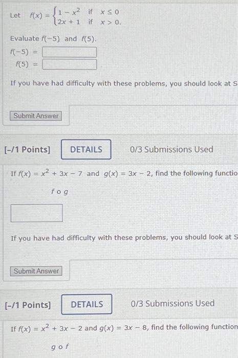 Solved Let f(x)={1−x22x+1 if x≤0 if x>0 Evaluate f(−5) and | Chegg.com