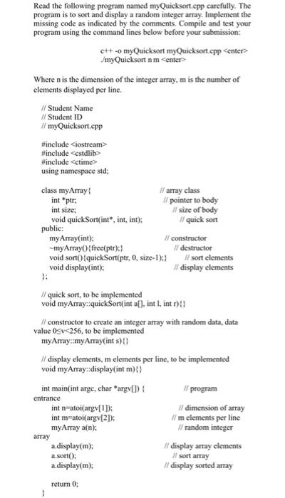 Solved Read the following program named myQuicksort.cpp | Chegg.com