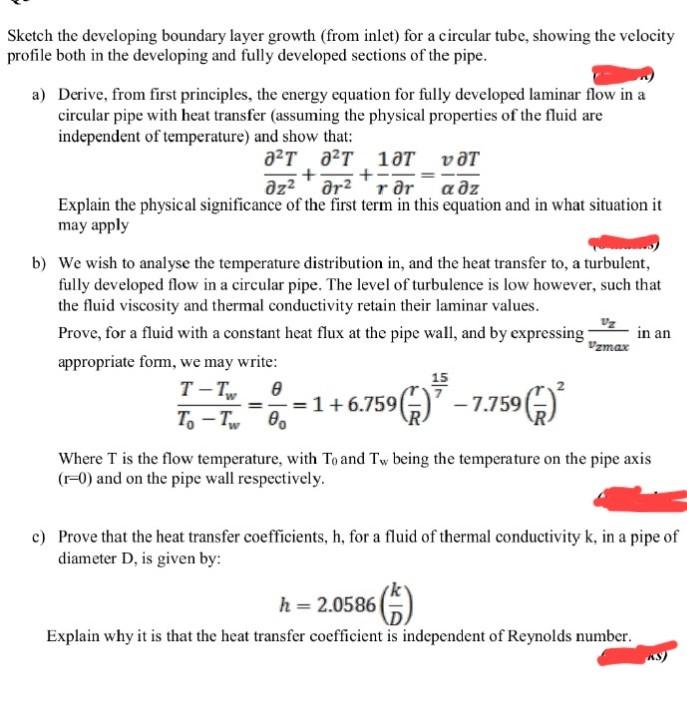 Solved Sketch the developing boundary layer growth (from | Chegg.com