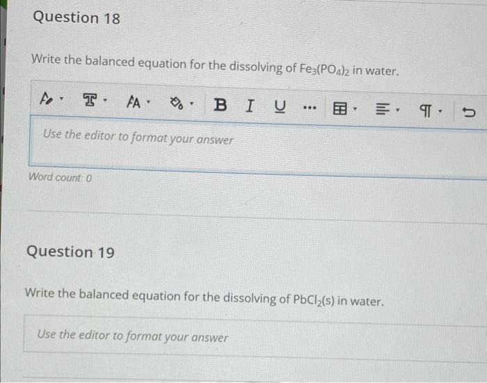 Solved Write the balanced equation for the dissolving of | Chegg.com