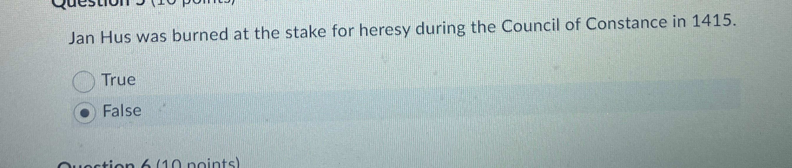 Solved Jan Hus was burned at the stake for heresy during the | Chegg.com