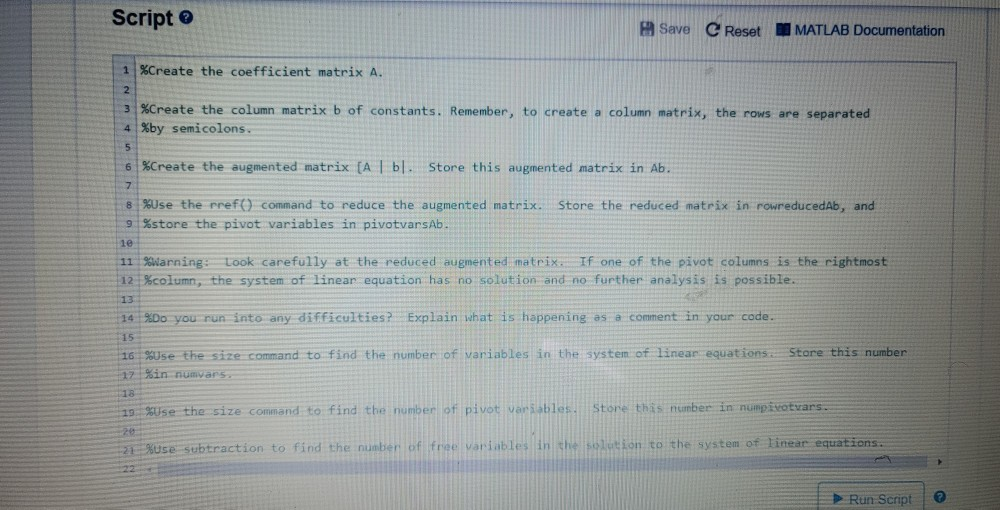 MATLAB: Augmented Matrices In this activity you will | Chegg.com