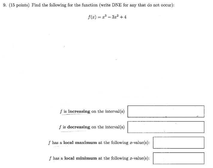 Solved (15 points) Find the following for the function | Chegg.com Solved (15 points) Find the following for the function | Chegg.com