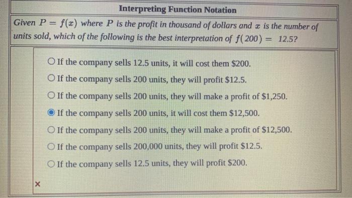 Solved Interpreting Function Notation Given P = f(x) where P | Chegg.com