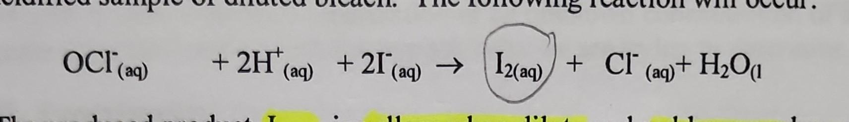 Solved 4. Determination of the \% NaOCl in the bleach: From | Chegg.com
