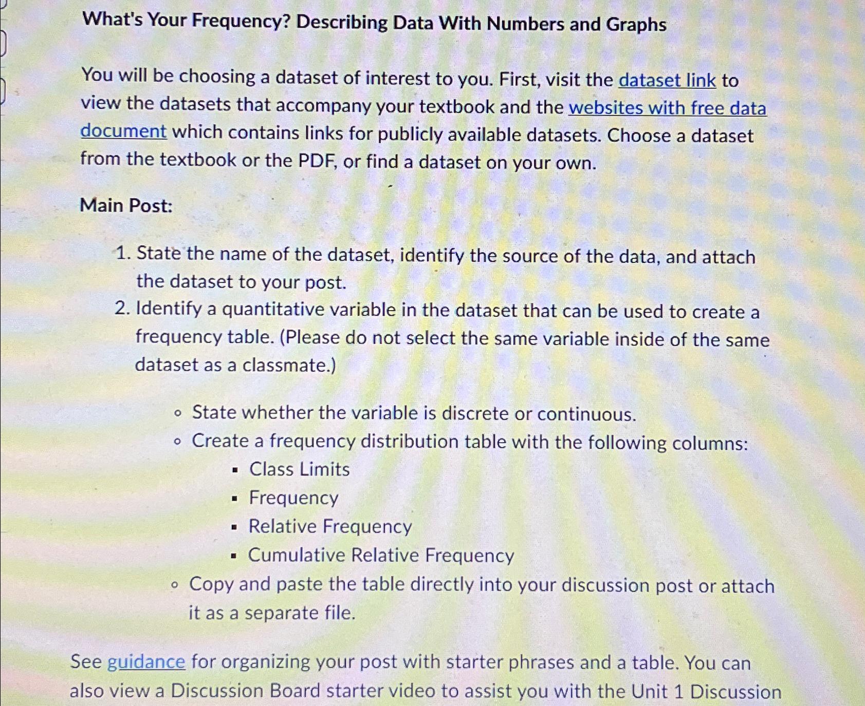 Solved What's Your Frequency? Describing Data With Numbers | Chegg.com