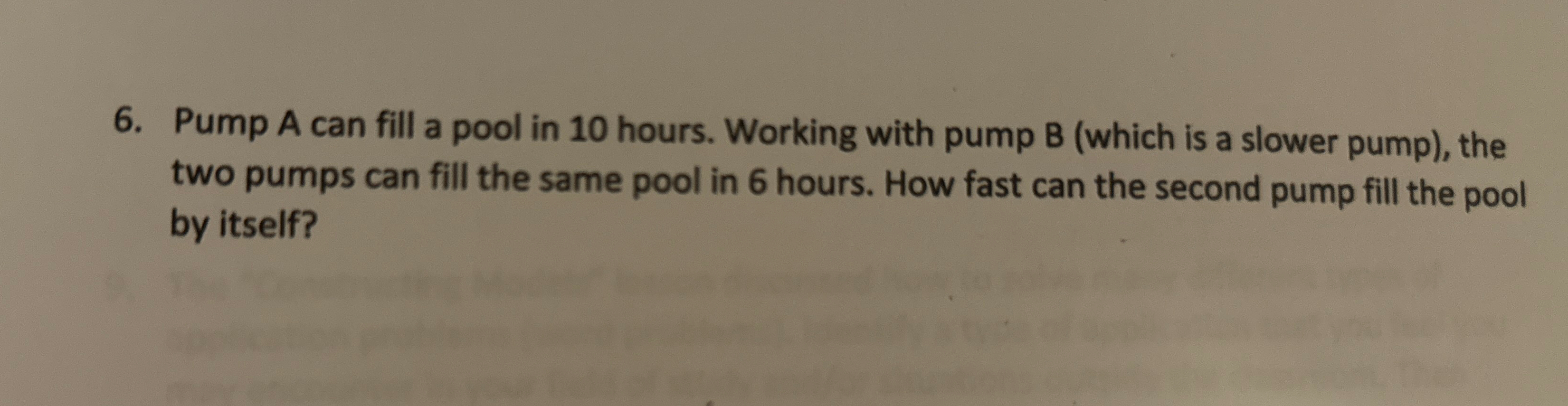 Solved Pump A can fill a pool in 10 ﻿hours. Working with | Chegg.com