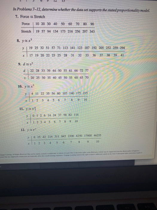 Solved In Problems 7-12, determine whether the data set | Chegg.com