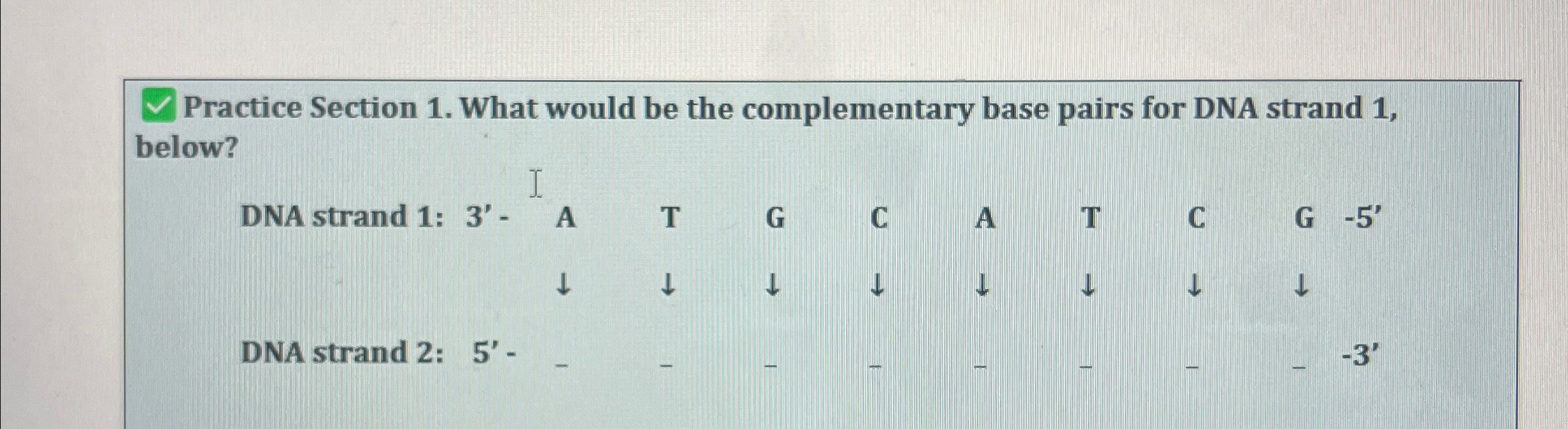 Solved Practice Section 1. ﻿What would be the complementary | Chegg.com