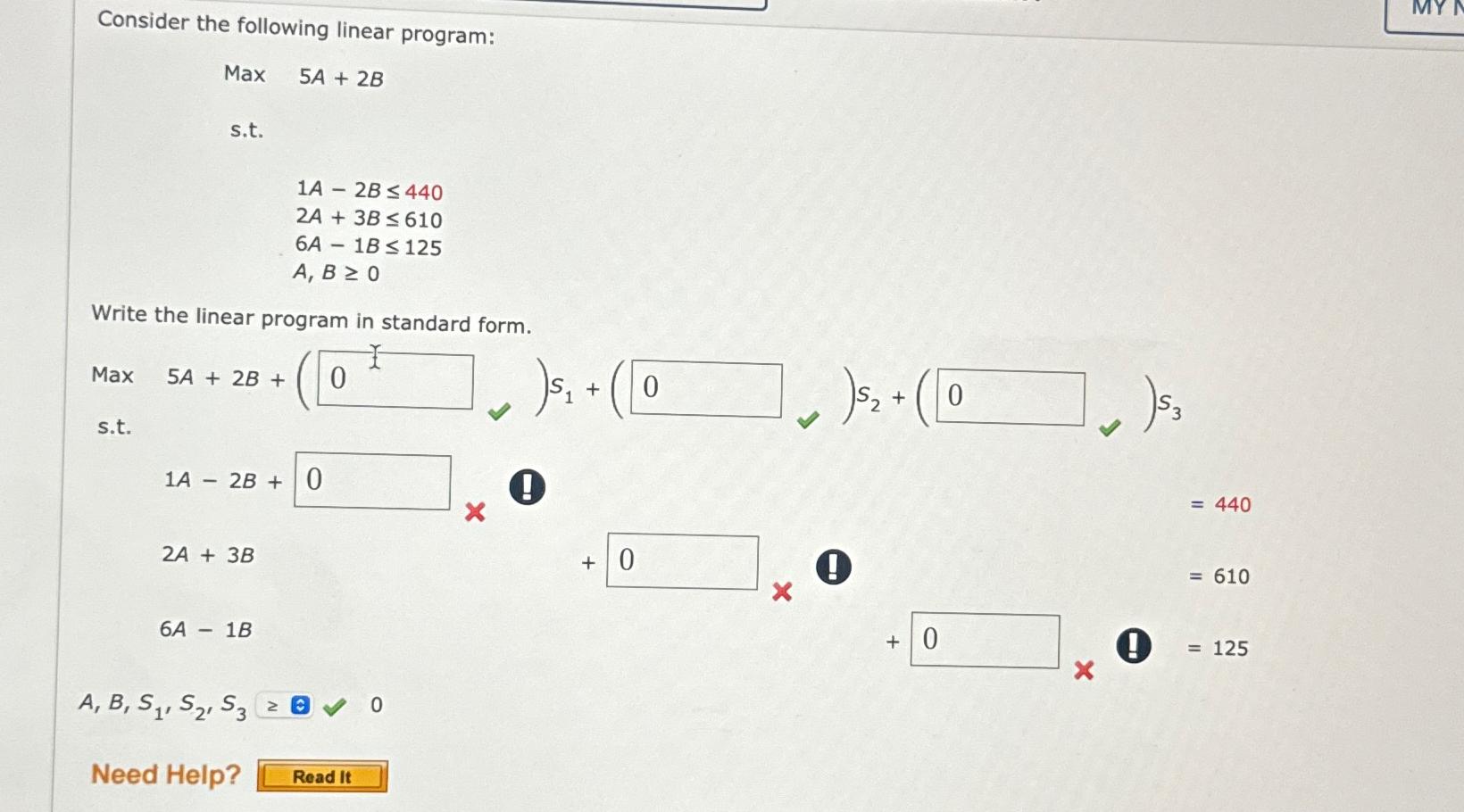 Solved Consider the following linear program: ﻿Max 5A+2B | Chegg.com