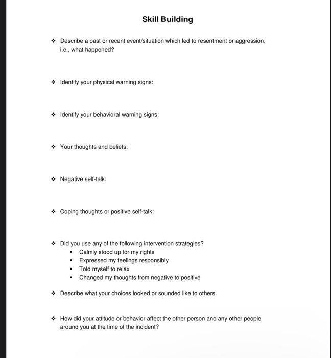 Solved Skill Building * Describe a past or recent | Chegg.com