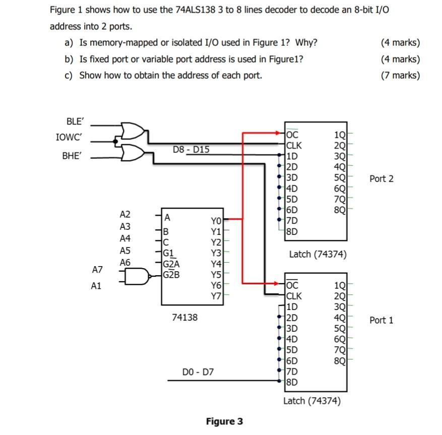 Solved Figure 1 shows how to use the 74ALS138 3 to 8 lines | Chegg.com