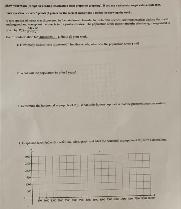 Solved Show your work (except for reading information from | Chegg.com