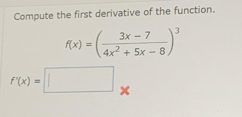 Solved Compute the first derivative of the | Chegg.com
