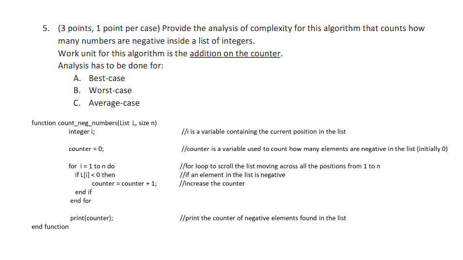Solved ( 3 ﻿points, 1 ﻿point per case) ﻿Provide the analysis | Chegg.com