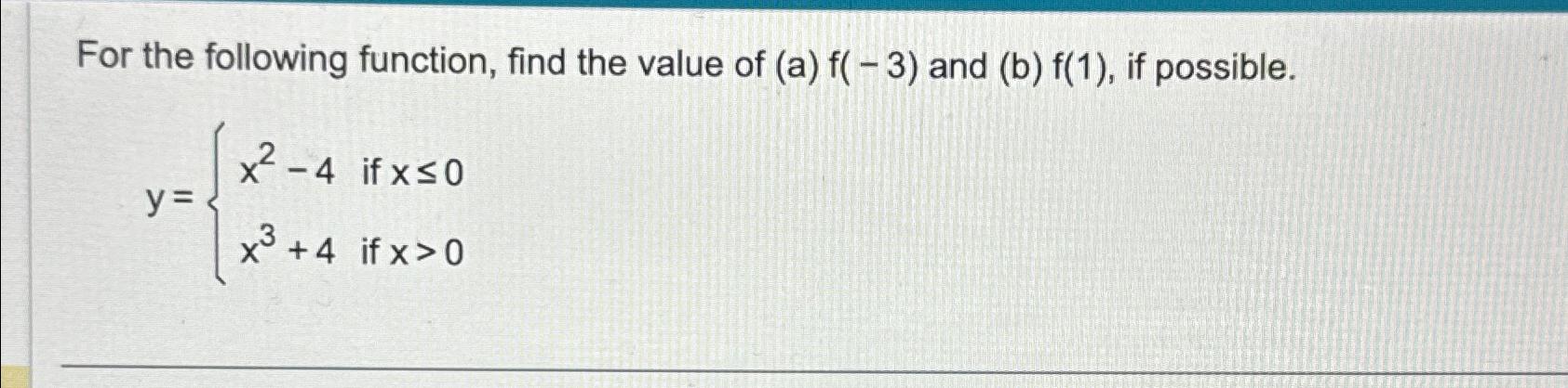 Solved For the following function, find the value of | Chegg.com