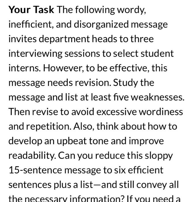 Your Task The following wordy, inefficient, and | Chegg.com