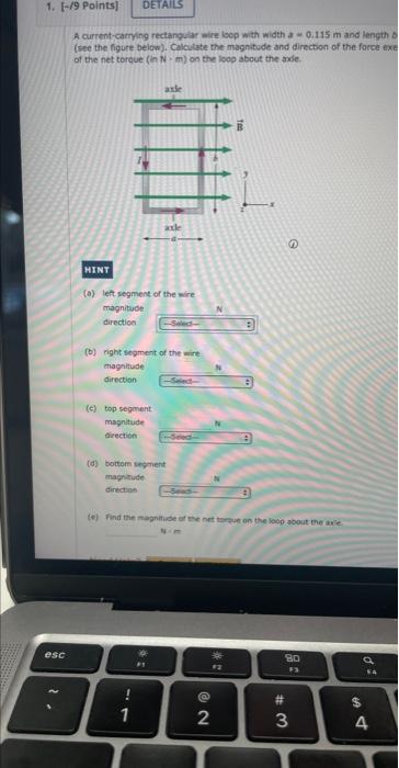 Solved A current - carrying rectangular wire loop with width | Chegg.com