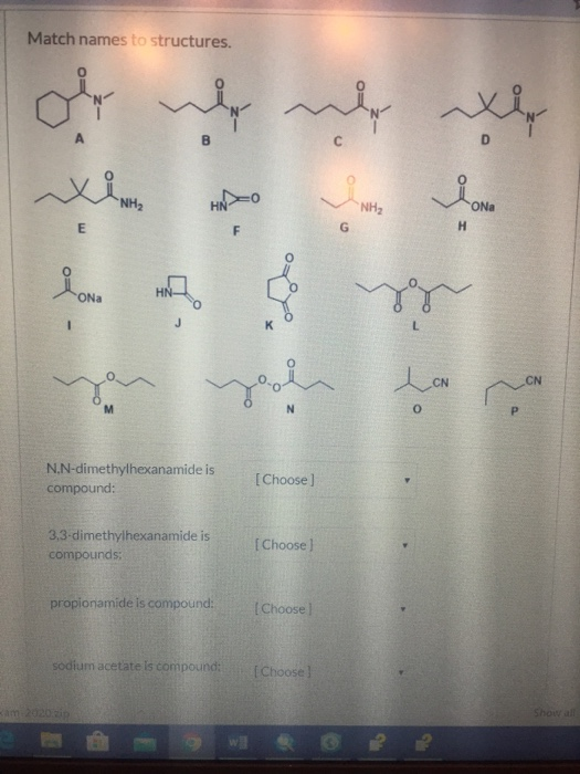 Solved Match names to structures. پہلا ہلہ الہ HNO | Chegg.com