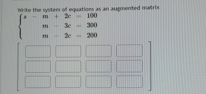 Solved Write the system of equations as an augmented | Chegg.com