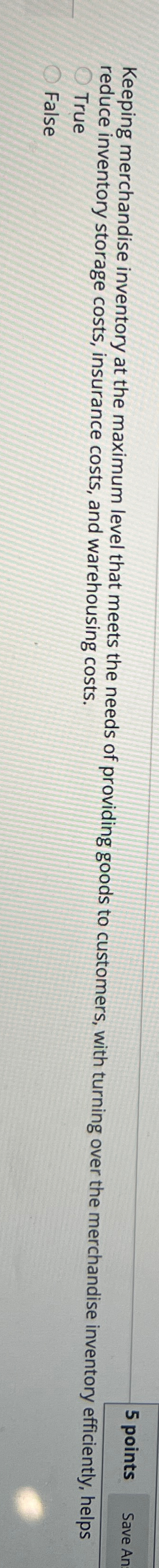 Solved Keeping merchandise inventory at the maximum level | Chegg.com