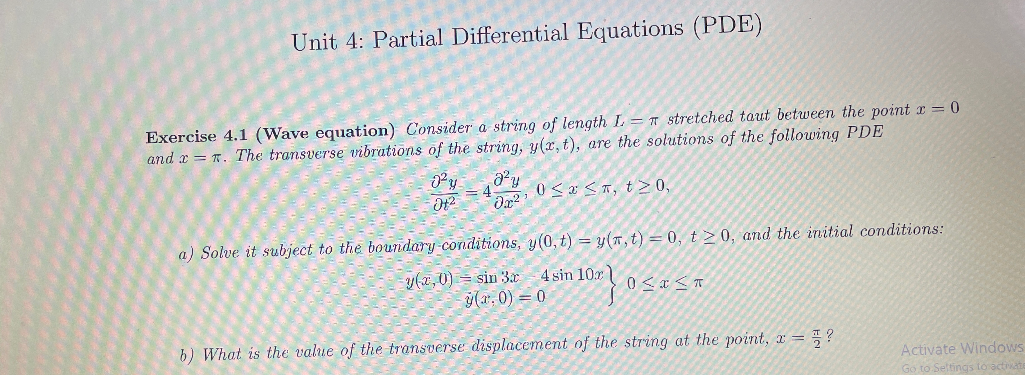 Solved Unit 4: Partial Differential Equations (PDE)Exercise | Chegg.com