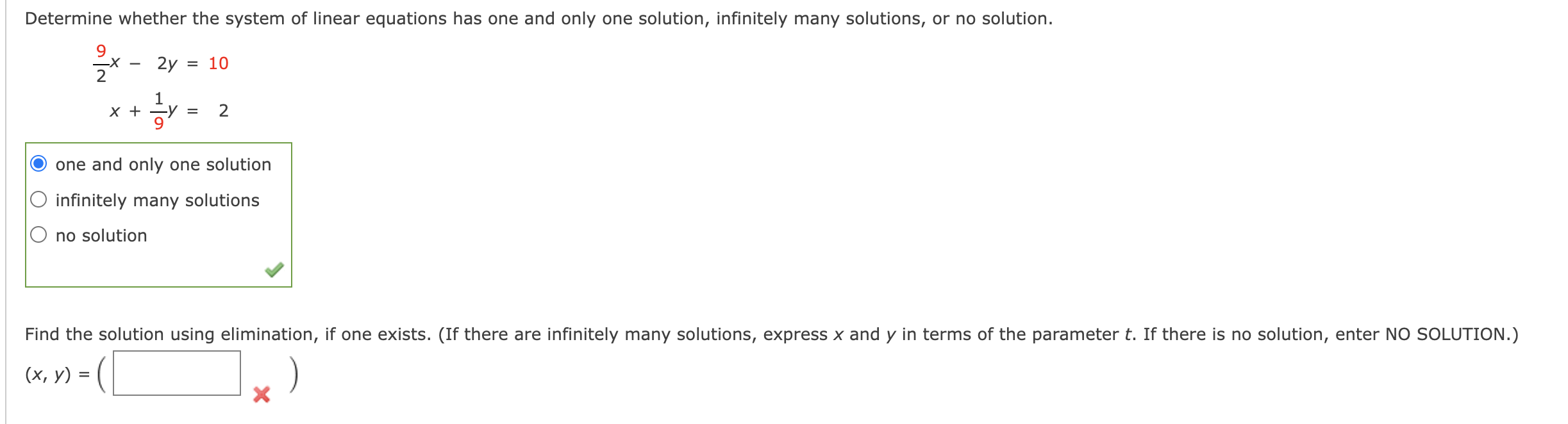Solved Determine whether the system of linear equations has | Chegg.com