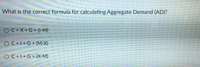 Solved What is the correct formula for calculating Aggregate | Chegg.com