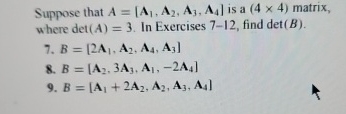 Solved Suppose that A=[A1,A2,A3,A4] ﻿is a (4×4) ﻿matrix, | Chegg.com
