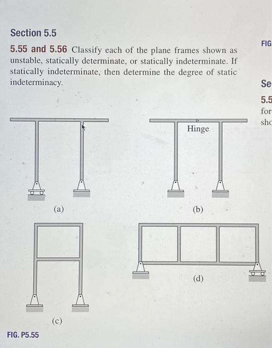 Solved 5.55 and 5.56 Classify each of the plane frames shown | Chegg.com
