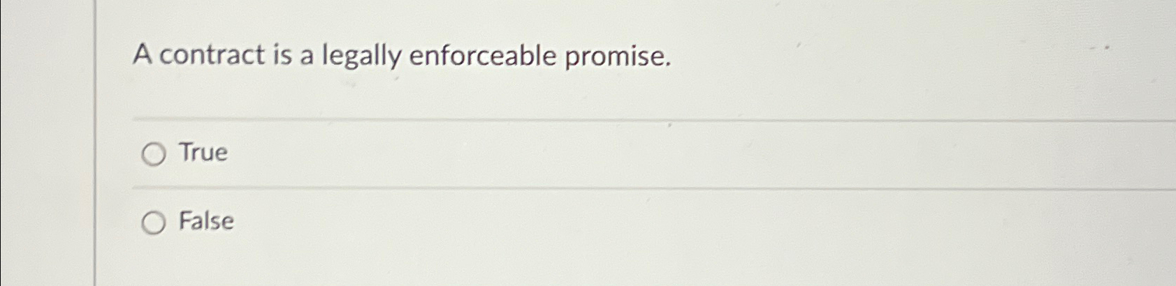 Solved A contract is a legally enforceable promise.TrueFalse | Chegg.com