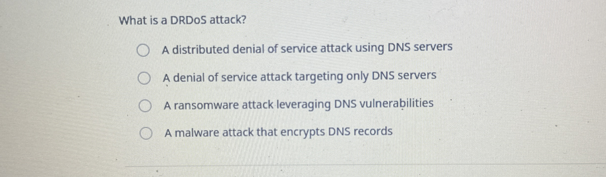Solved What is a DRDoS attack?A distributed denial of | Chegg.com