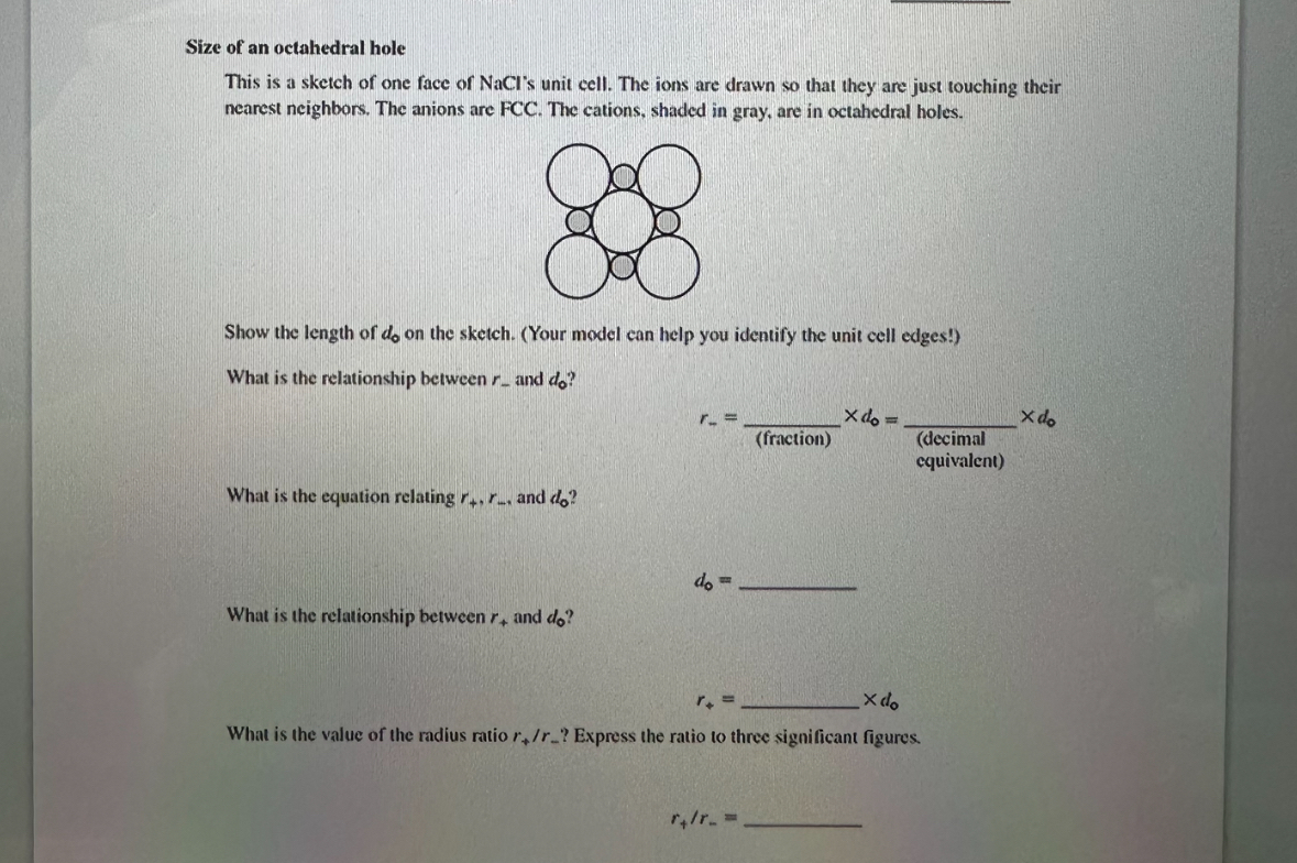 Solved Size of an octahedral holeThis is a sketch of one | Chegg.com