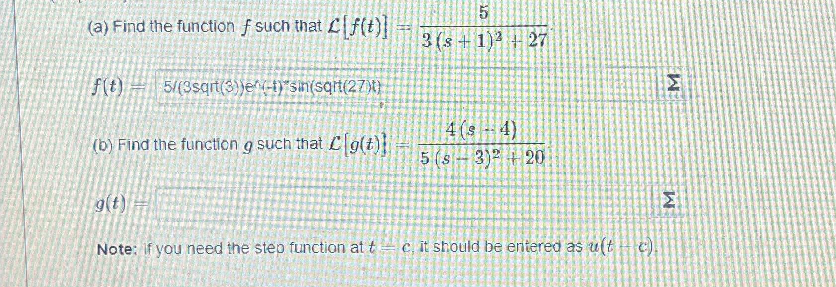 Solved (a) ﻿Find the function f ﻿such that | Chegg.com