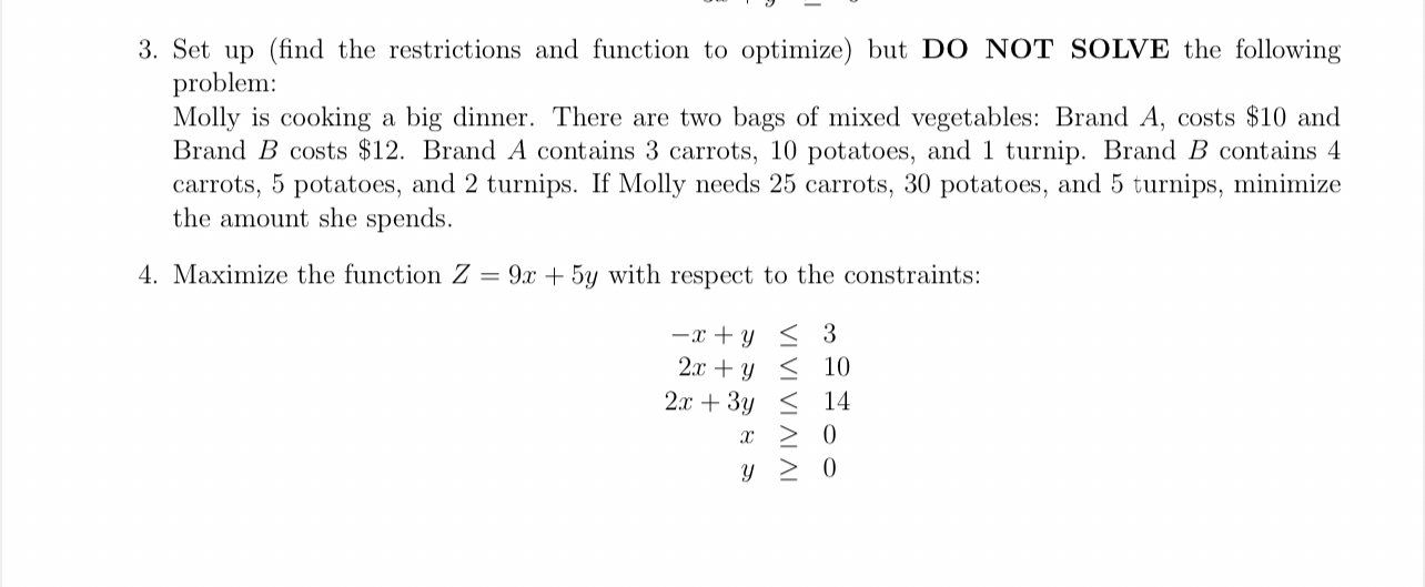 Solved Set up (find the restrictions and function to | Chegg.com