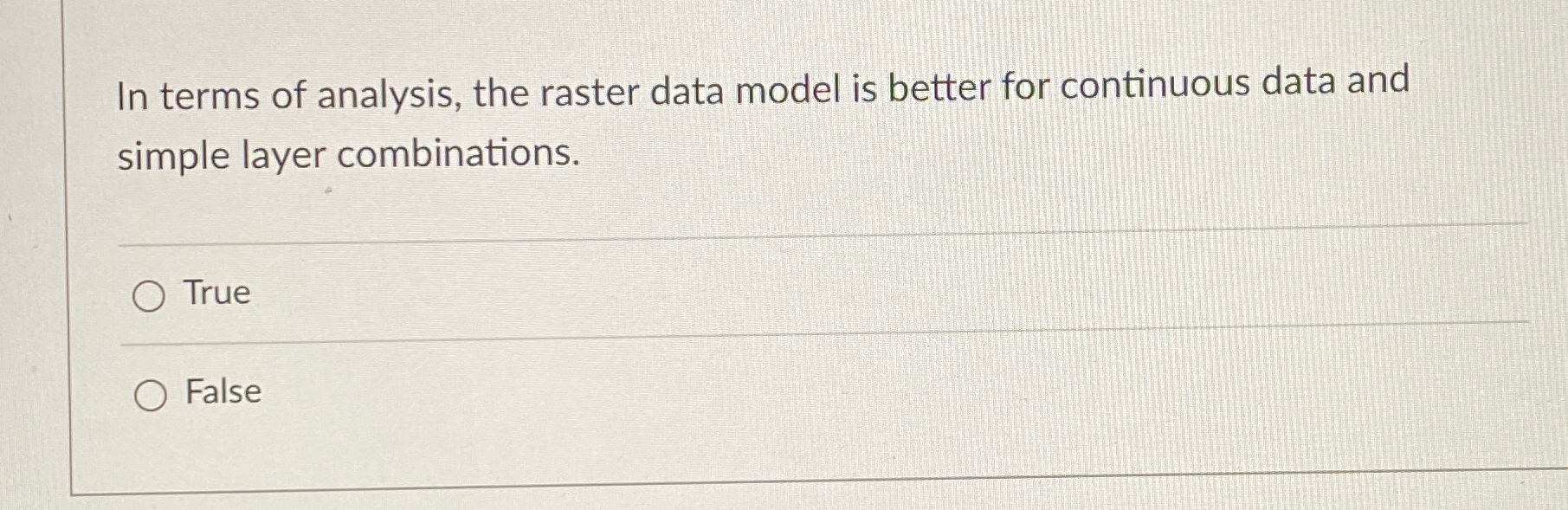 Solved In terms of analysis, the raster data model is better | Chegg.com