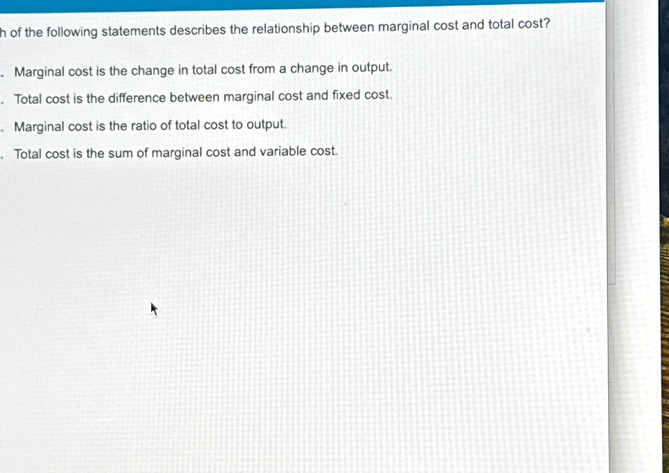 Solved hof the following statements describes the | Chegg.com