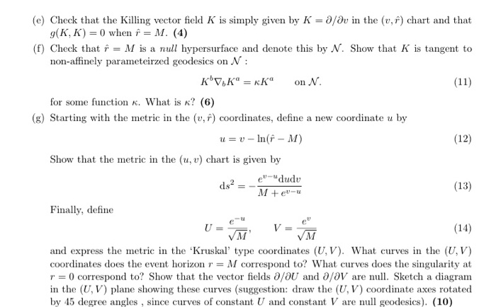Solved 4. Consider the two-dimensional black hole spacetime | Chegg.com
