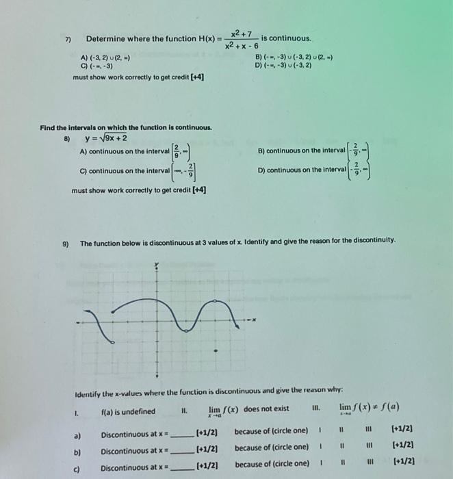 1) f(0) is undefined; | Chegg.com