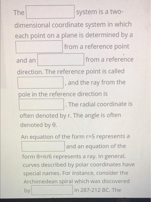 Solved The system is a two- dimensional coordinate system in | Chegg.com