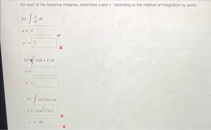 Solved For each of the following integrals, determine u and | Chegg.com