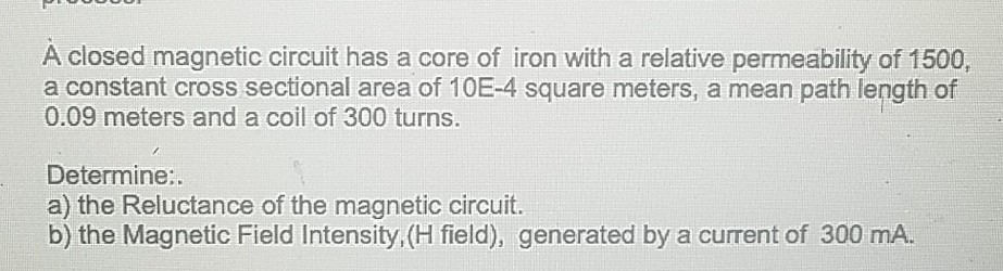 Solved A closed magnetic circuit has a core of iron with a | Chegg.com