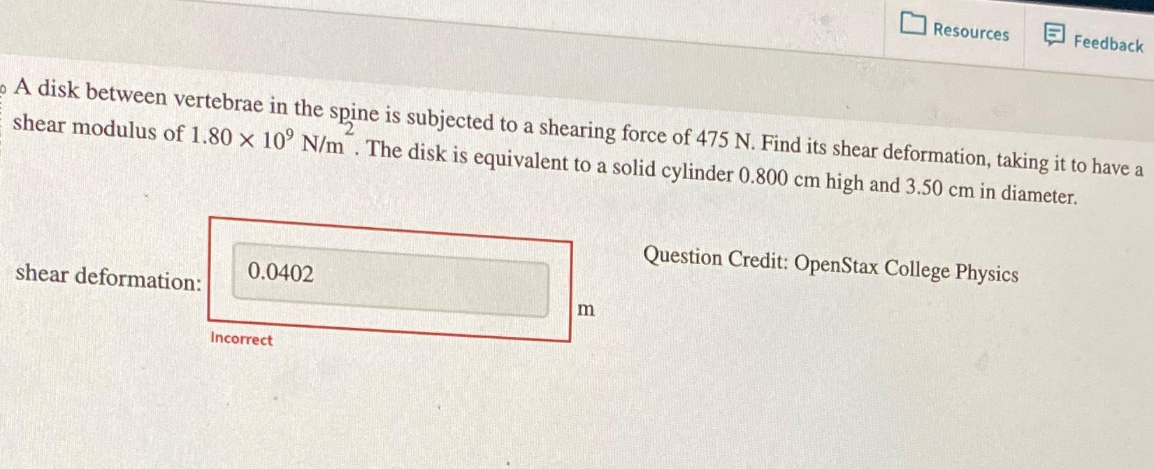 Solved A disk between vertebrae in the spine is subjected to | Chegg.com
