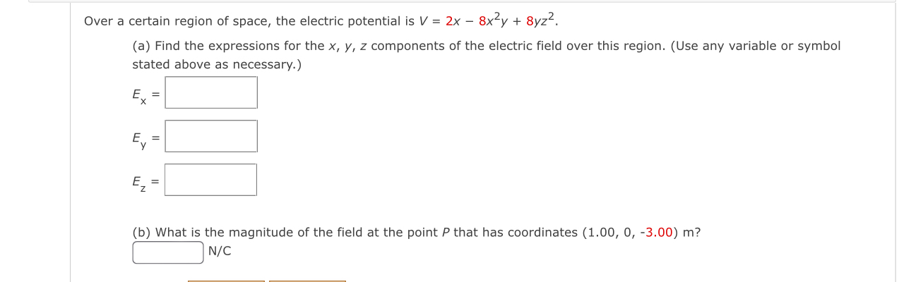 Solved Over a certain region of space, the electric | Chegg.com