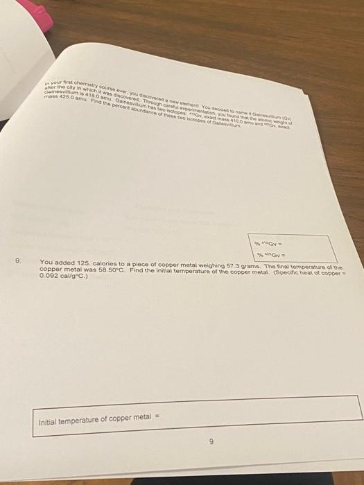 Solved percent abundance & specific heat help! | Chegg.com