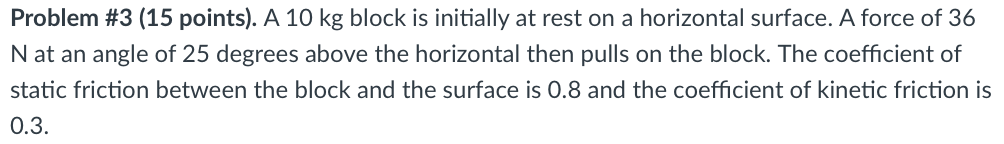 Solved Problem #3 (15 ﻿points). ﻿A 10kg ﻿block is initially | Chegg.com